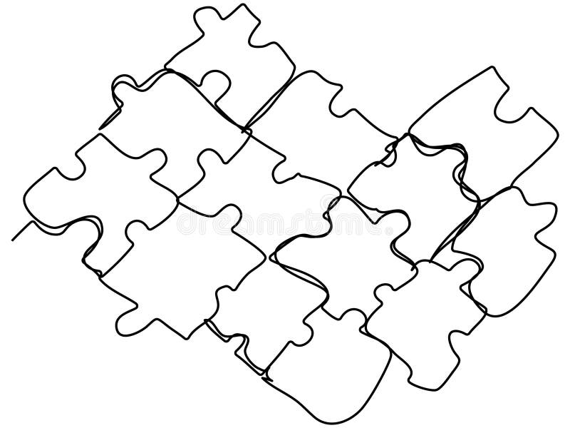 Doodle Puzzles in One Line on a White Background. Stock Vector ...