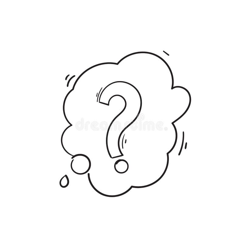 Doodle Question Mark in Bubble Icon Design Template Handdrawn Style ...