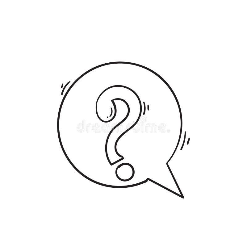 Doodle Question Mark in Bubble Icon Design Template Handdrawn Style ...