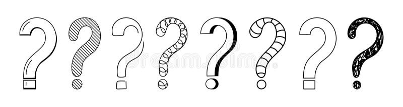 Doodle Question Mark Hand Drawn Sketch Vector Illustration Set Isolated ...