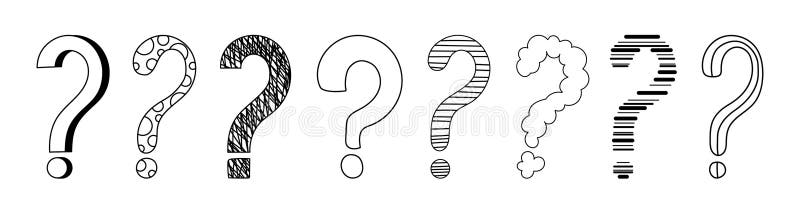 Doodle Question Mark Hand Drawn Sketch Vector Illustration Set Isolated ...