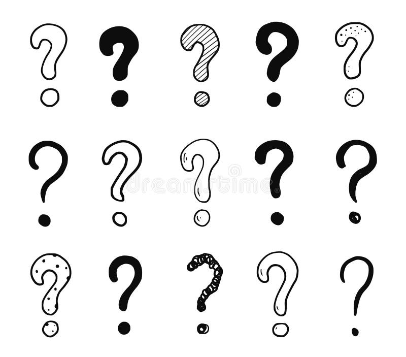 Doodle Question Sign Mark Set. Hand Drawn Sketch Style Ask Sign ...