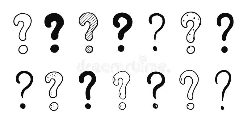 Doodle Question Sign Mark Set. Hand Drawn Sketch Style Ask Sign ...