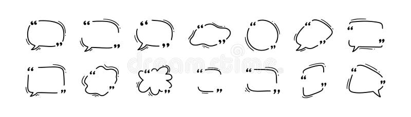 Doodle Quotation Mark Box. Hand Drawn Blank Quote Text Speech Bubble ...