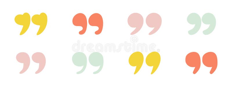 Doodle Quotation Mark. Hand Drawn Color Comma Set for Speech Bubble ...