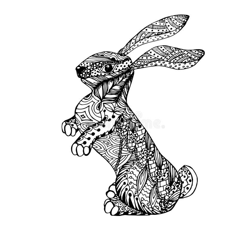 Doodle Rabbit, Coloring Page Antistress Stock Vector Illustration Stock ...