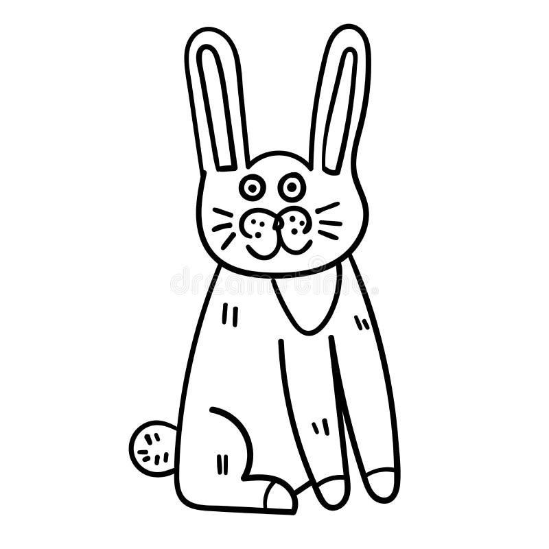 Cute Cartoon Doodle Bunny Isolated on White Background. Stock Vector ...