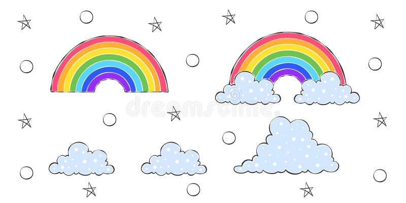 Doodle Rainbows Images. Hand-drawn Rainbows with Texture Stock ...
