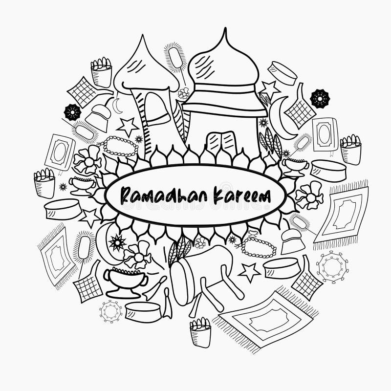 Doodle Ramadan or Muslim Event, Cute Islamic Doodle Hand Drawn Vector ...