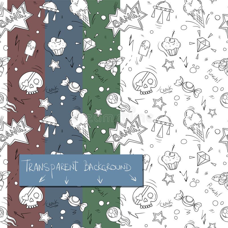 Doodle Random Objects Colored Pattern Stock Vector - Illustration of ...