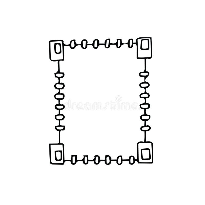 Doodle Rectangular Frame. Hand Drawn Border in Scandinavian Simple ...