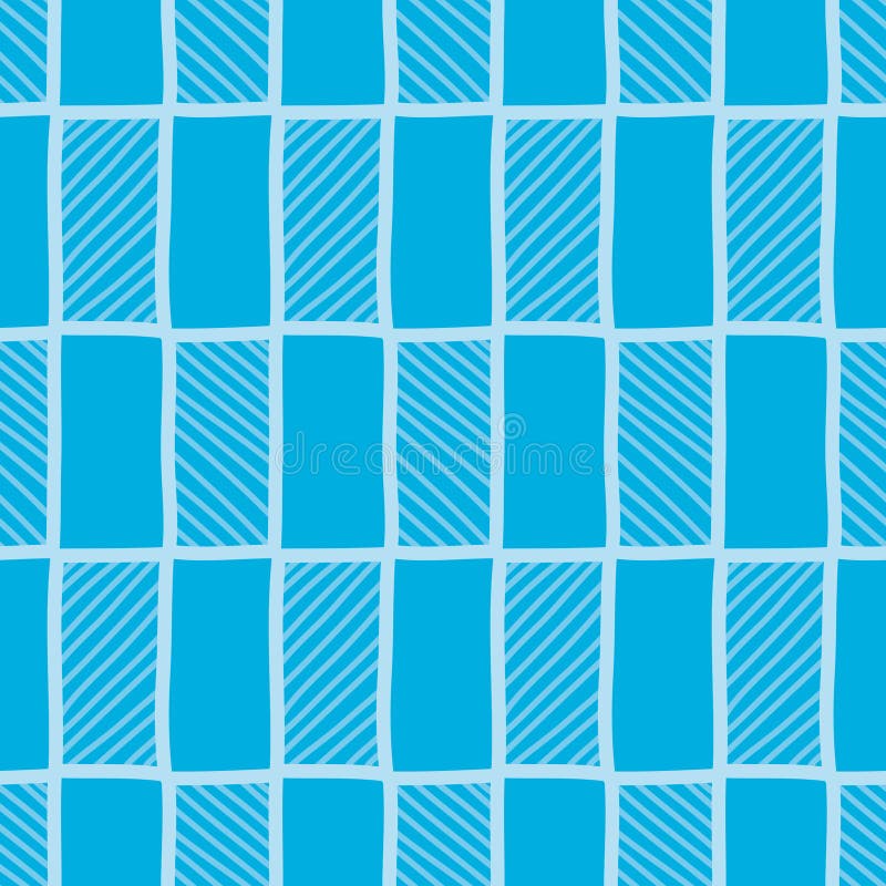 Doodle Rectangular Grid Seamless Vector Pattern with Diagonal Lines ...