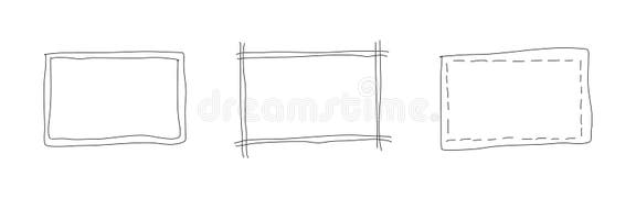 Doodle Rectangular Shapes. Highlighting Elements. Set of Hand Drawn Rectangle Frames. Scribble ...