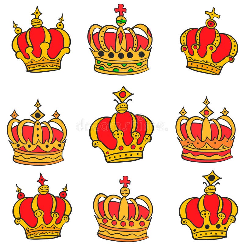 Doodle of Red Crown Style Collection Stock Vector - Illustration of ...