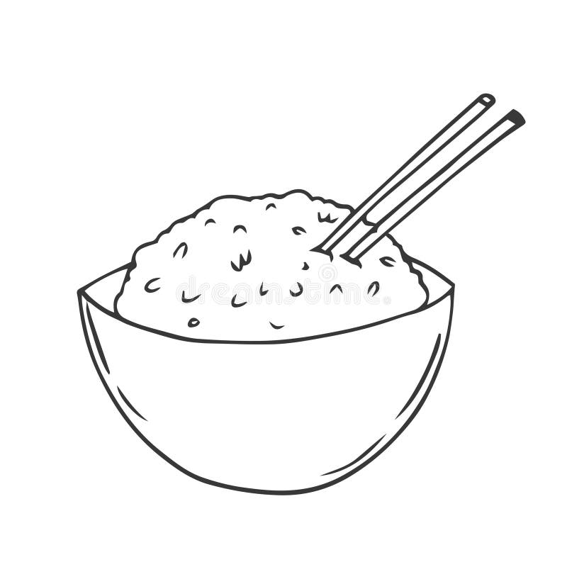Doodle Rice Bowl with Hand Drawn Style Vector Isolated Stock ...