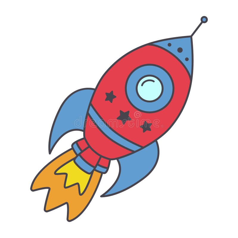 Doodle Rocket Ship Simple Handdrawn Sketch Vector Illustration Clipart ...
