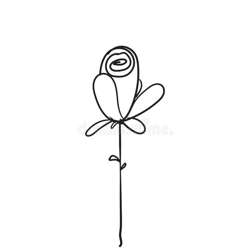 Doodle Rose Illustration Vector Isolated on White Stock Vector ...