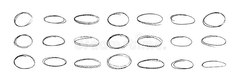 Doodle Round Strokes with Corner Pencil on White Background. Stock ...