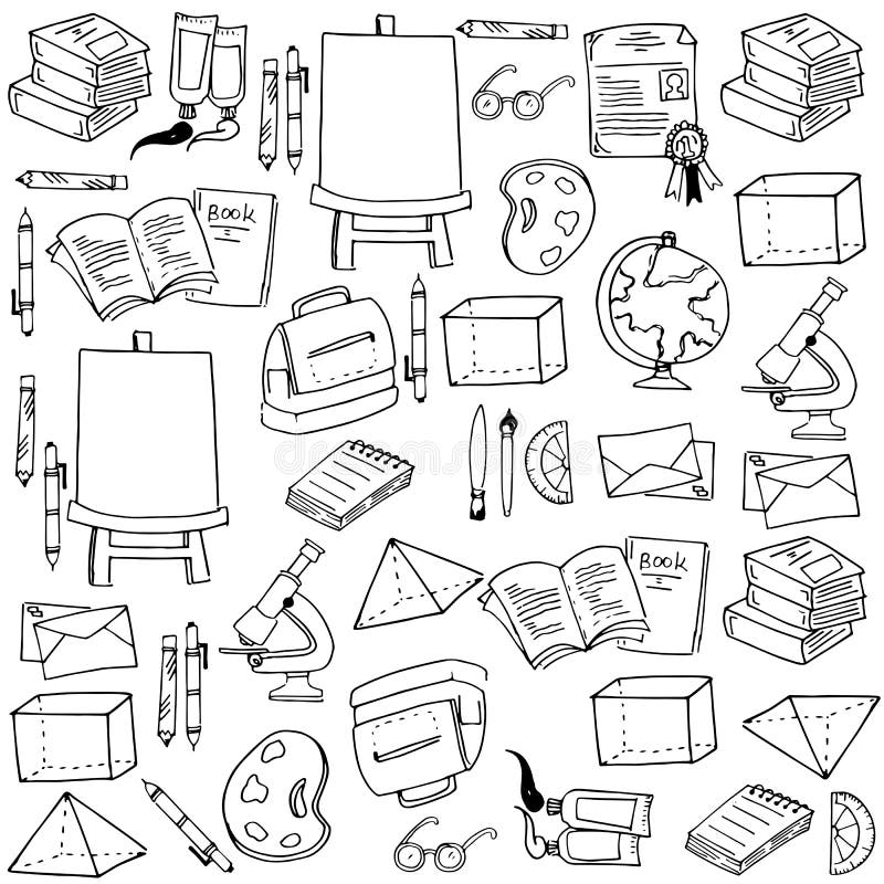 Doodle of School Classroom Supplies Stock Vector - Illustration of ...