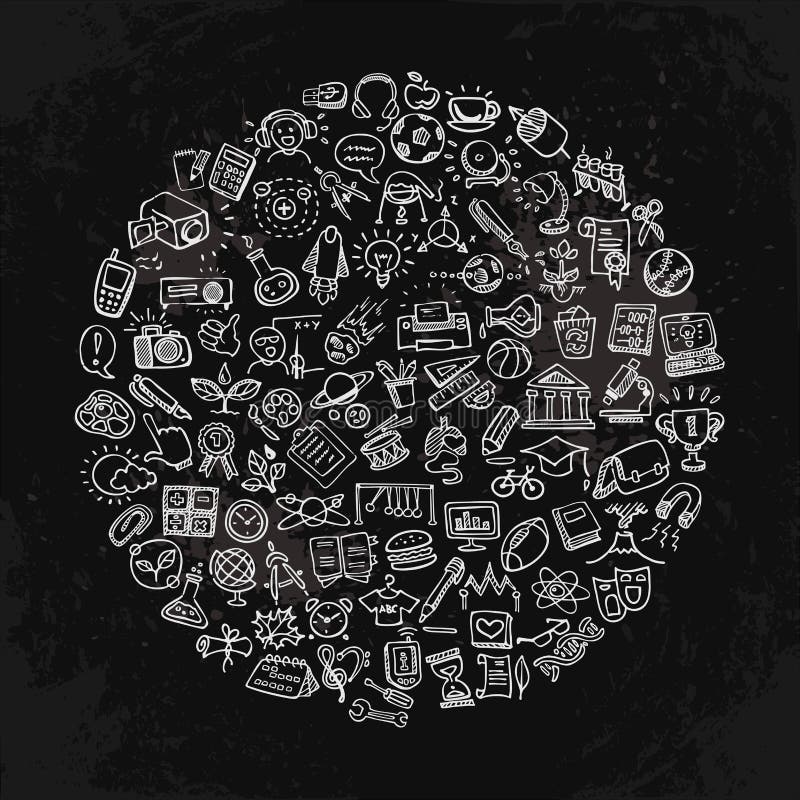 Doodle School and College Icons Stock Vector - Illustration of ...