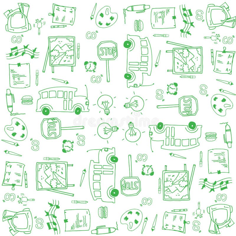 Doodle School Education Hand Draw Stock Vector - Illustration of ball ...