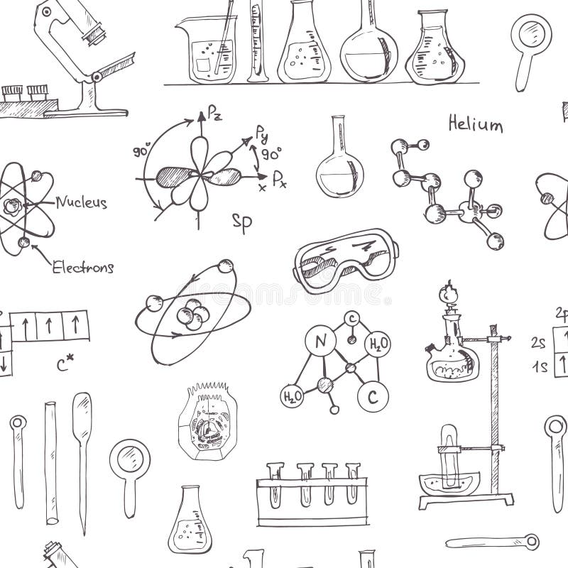 Doodle Science Lab Objects Seamless Pattern. Stock Illustration ...