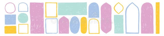 Doodle Scribble Frame Set, Vector Hand Drawn Crayon Shape, Empty ...