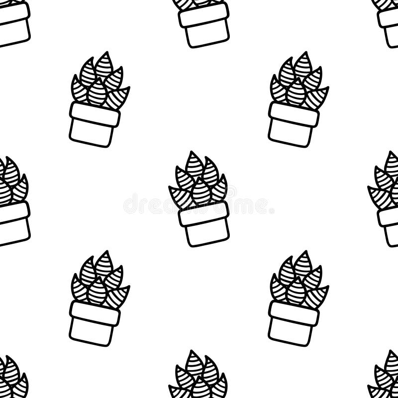 Seamless Patterns of Cactus Outline Cartoon Doodle, Vector. Stock ...