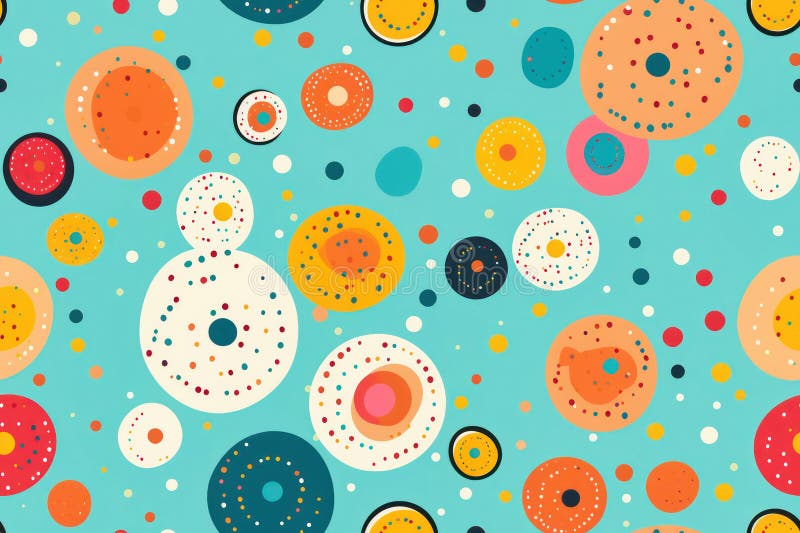 Doodle Seamless Circle Pattern. Crazy Color Palette Stock Illustration ...