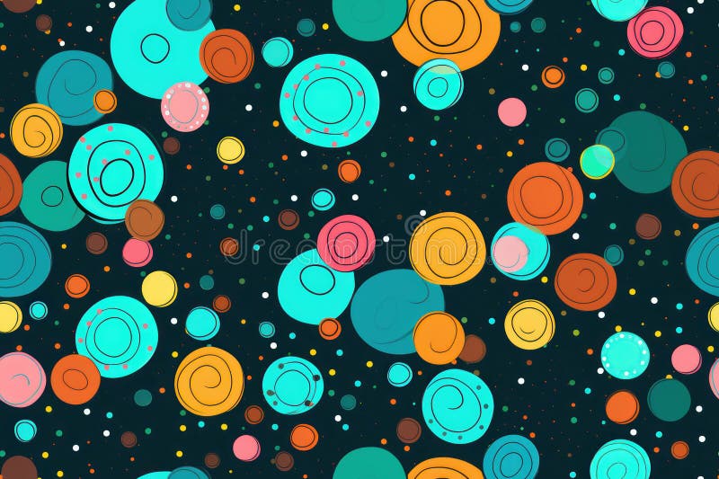 Doodle Seamless Circle Pattern. Crazy Color Palette Stock Illustration ...