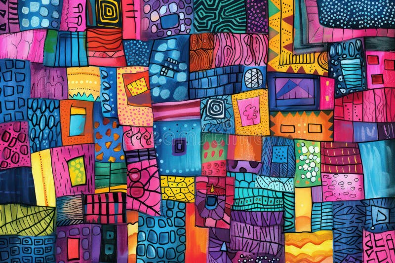 Doodle Seamless Pattern. Crazy Color Palette Stock Illustration ...