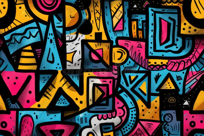 Doodle Seamless Pattern. Crazy Color Palette Stock Illustration ...