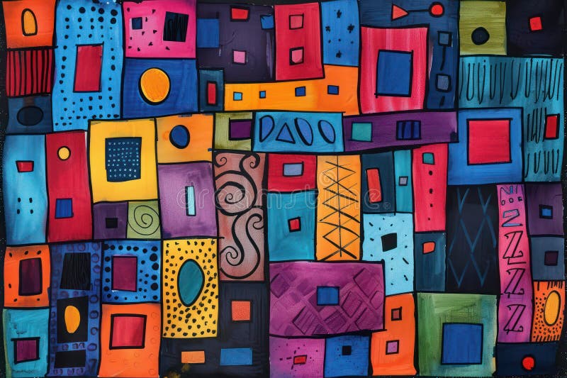 Doodle Seamless Pattern. Crazy Color Palette Stock Illustration ...