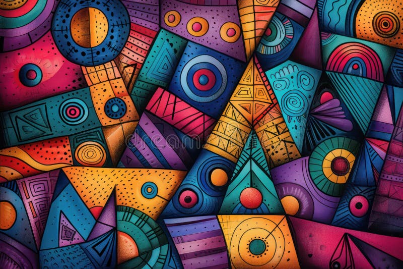 Doodle Seamless Pattern. Crazy Color Palette Stock Illustration ...