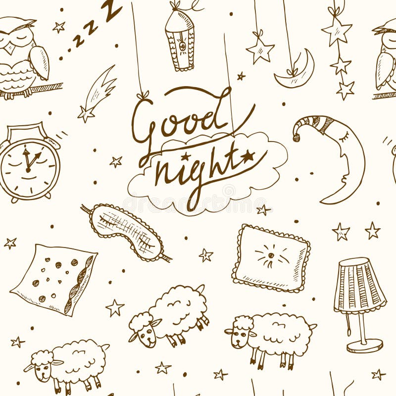 Doodle Set of Images about Good Night Stock Vector - Illustration of ...