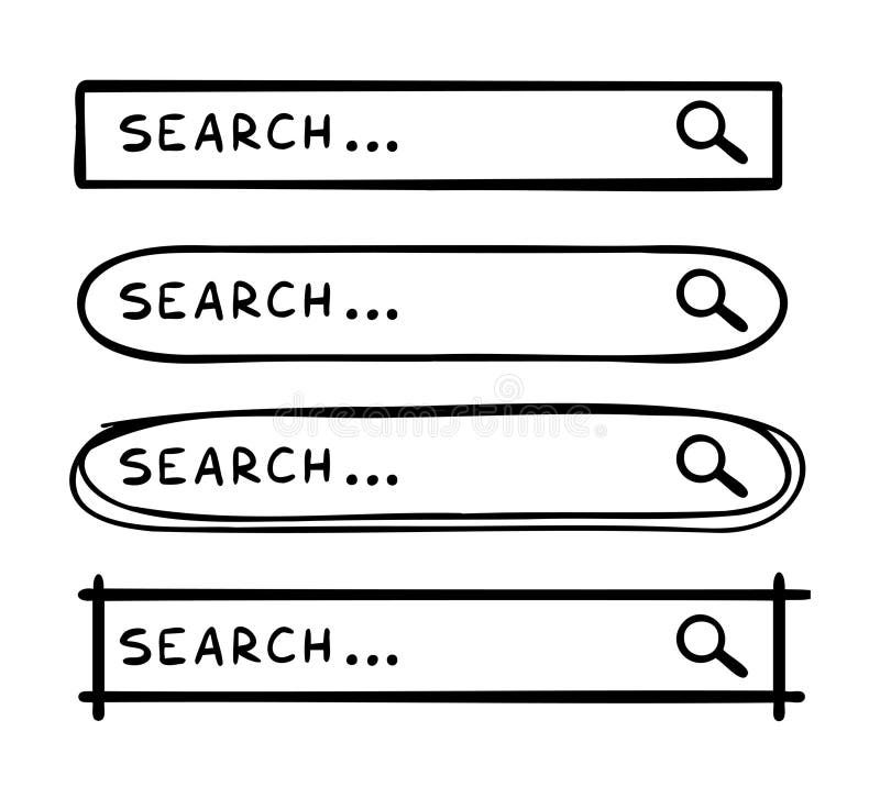 Doodle Search Bar Hand Drawn Icon. Searching Bars Stock Vector ...