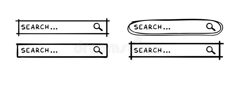 Doodle Search Bar Hand Drawn Icon. Searching Bars Stock Vector ...
