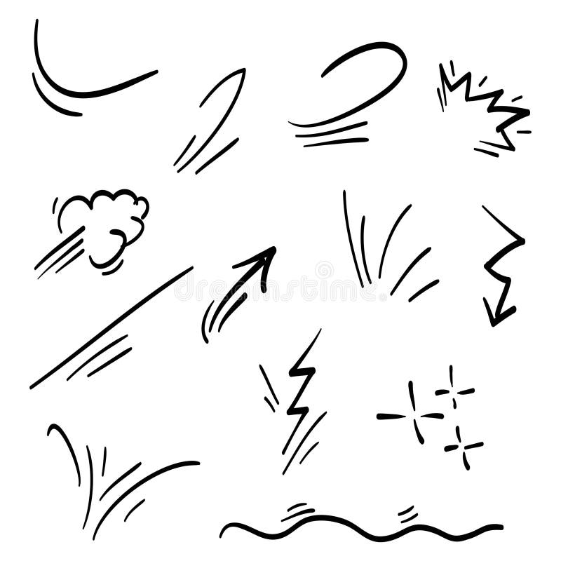 Doodle Set Cartoon Expressions Effects. Hand Drawn Emoticon Effects ...