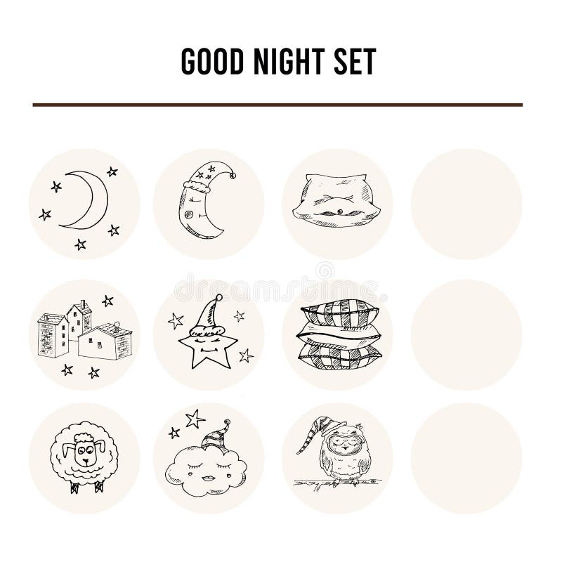 Doodle Set of Images about Good Night Vector Illustration Stock Vector ...