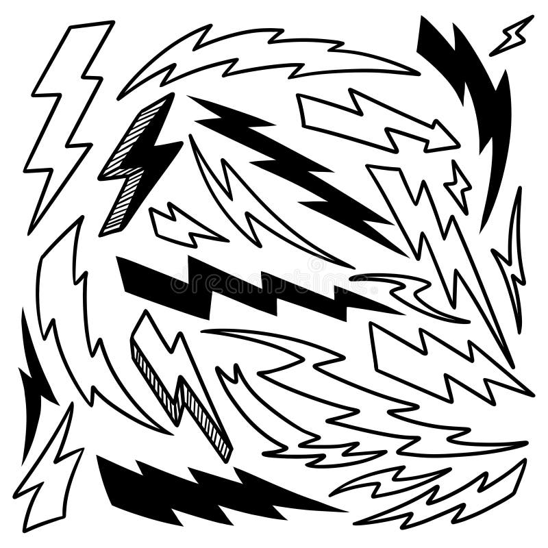 Doodle Set Lightning Icons Line Art Vector Illustration Stock Vector ... Doodle Set Lightning Icons Line Art Vector Illustration Stock Vector ...