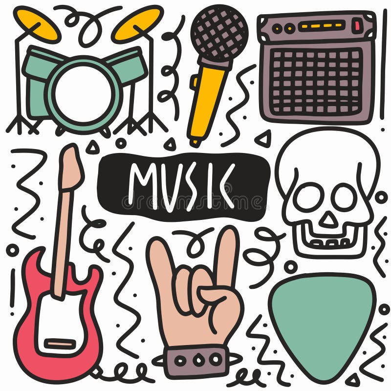 Doodle Set of Music Tools Hand Drawing Stock Vector - Illustration of ...