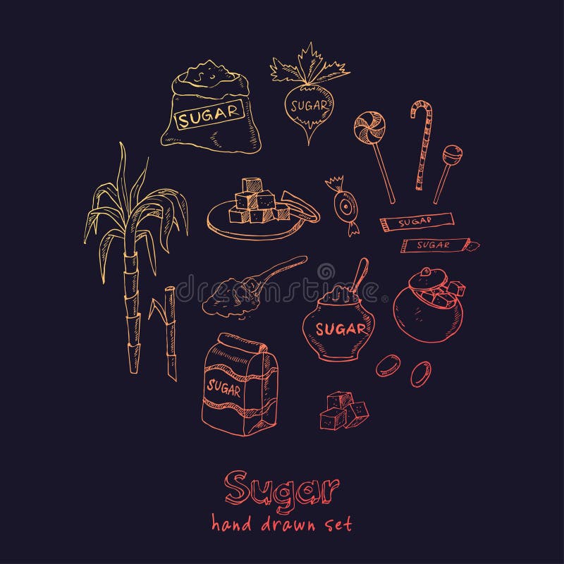 Doodle Set of Sugar Products Vector Illustration Stock Vector ...