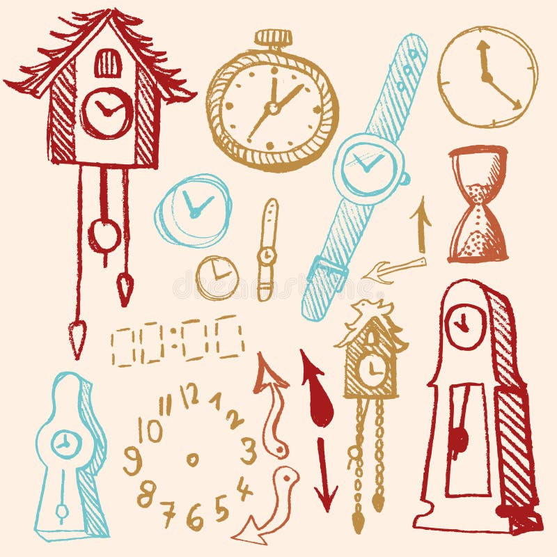 Doodle set - time stock vector. Illustration of multi - 17231666