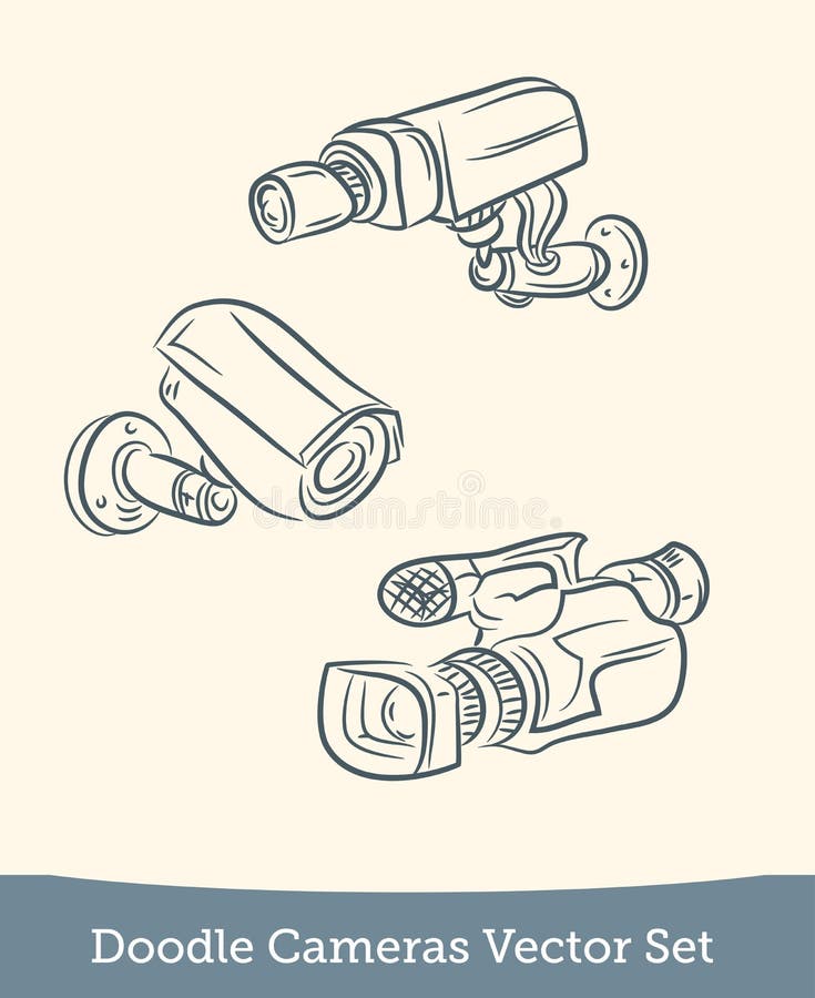 Doodle Set Video Camera Isolated on White Background. Vector Stock ...