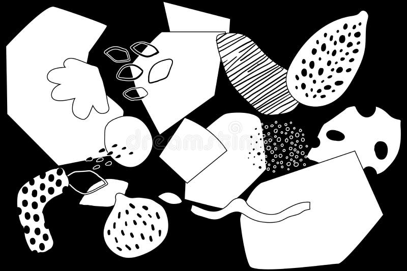 Doodle Shape Pattern. Black and White Background. Geometric and Organic ...