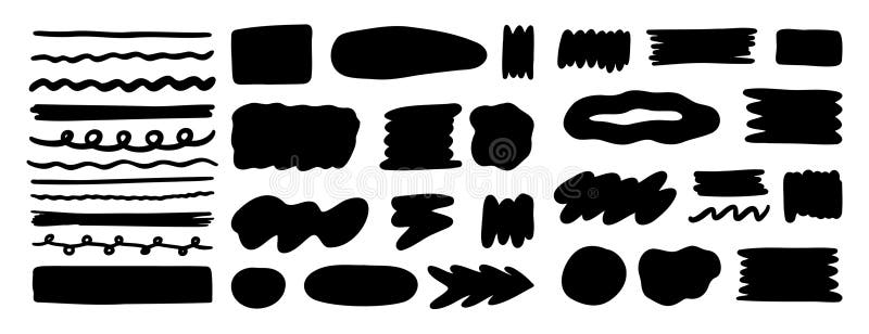 Doodle Shape Rough and Hand Drawn Rectangle Grunge Brush Texture Set ...