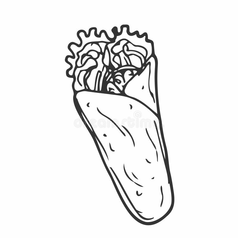 Doodle Shawarma Sandwich Icon. Vector Sketch Stock Illustration ...