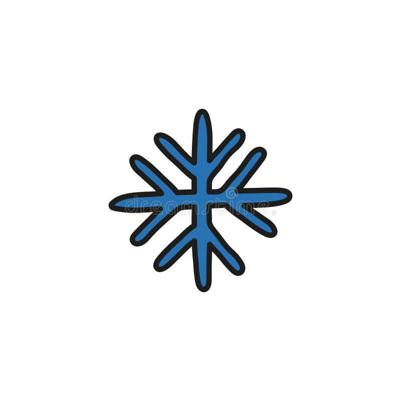 Doodle Simple Blue Snowflake. Stock Vector - Illustration of december ...