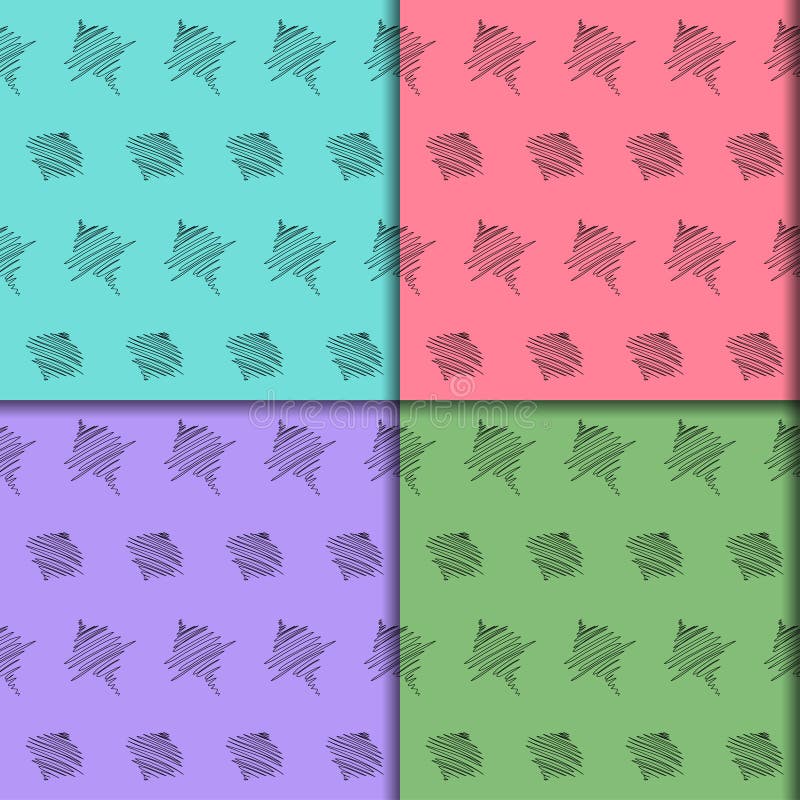 Doodle Simple Elements Seamless Pattern Collection. Hand Drawn Childish ...