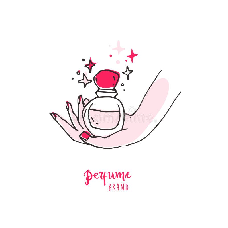 Doodle Simple Hand with Perfume Bottle. Good for Logo Stock Vector ...